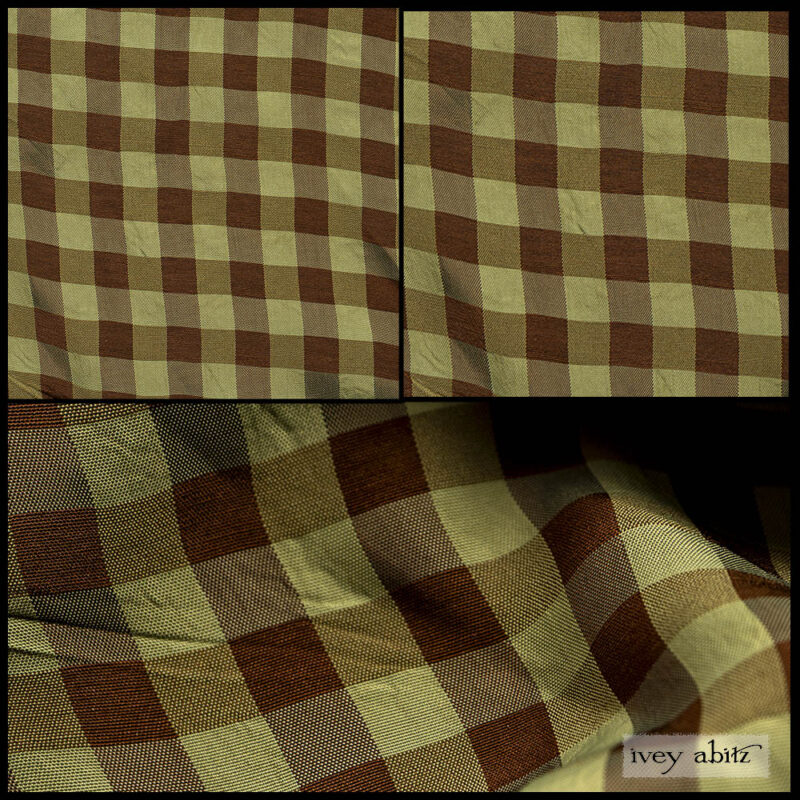 Experience the Silky Smoothness of Joyful Green and Oak Check Fabric